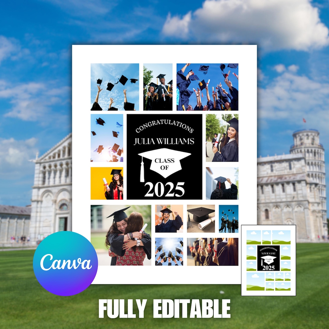 Class of 2025 Graduation Poster • Editable Canva Template • Senior ...
