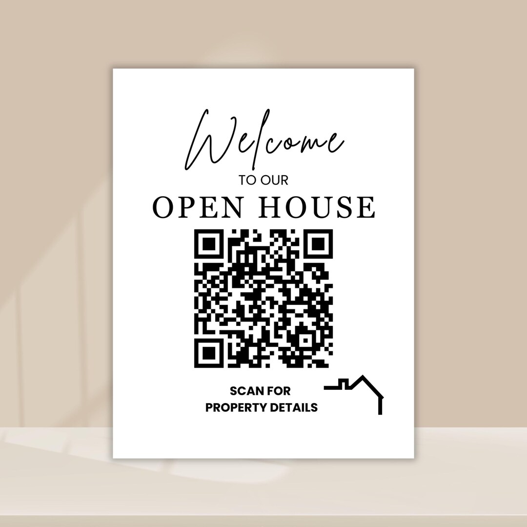 Open House QR Code Sign Template | Canva Editable | Real Estate Agent ...