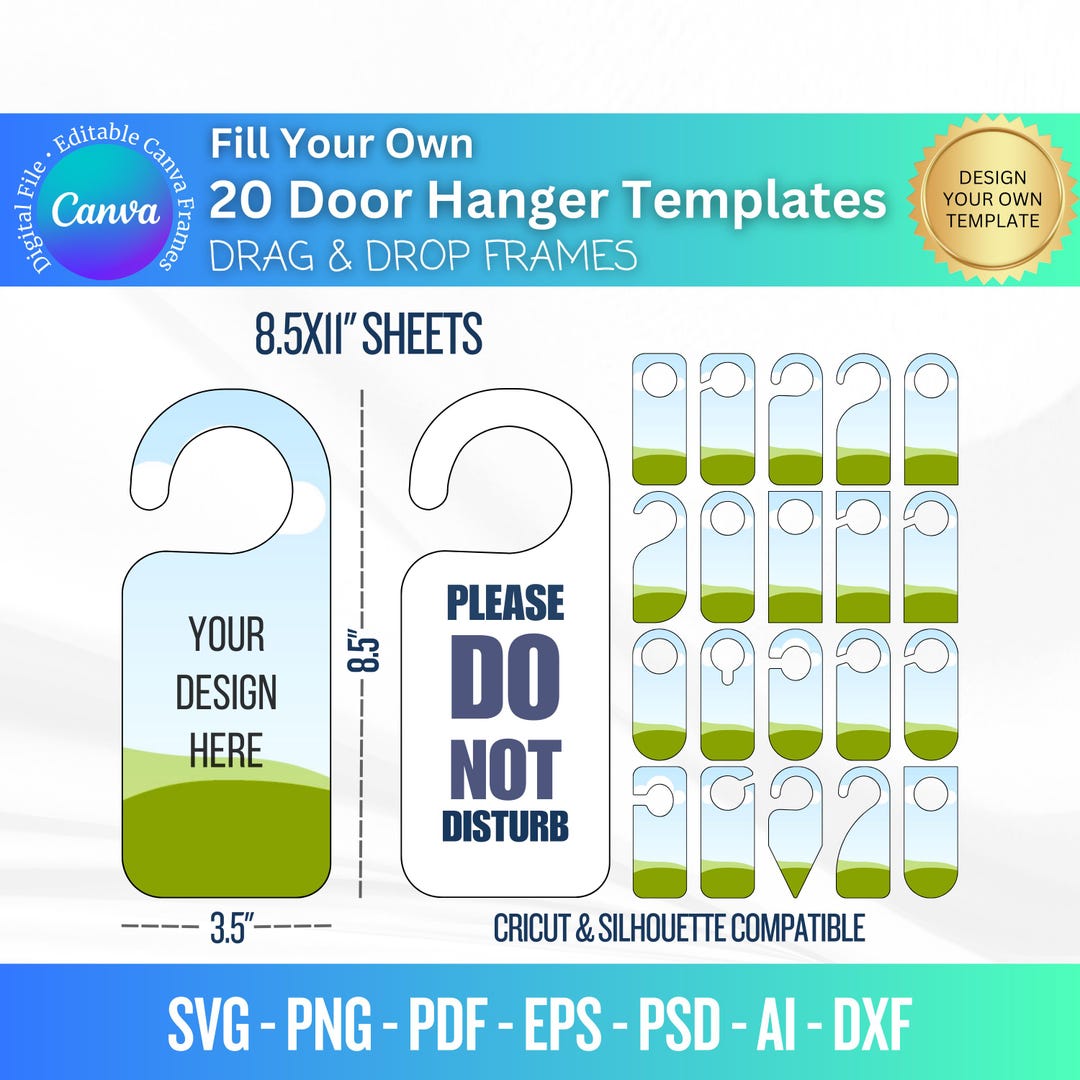 20 Door Hanger Templates: Editable Canva Frames, SVG Files for Cricut ...
