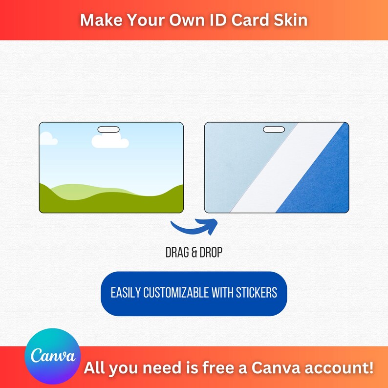 Editable Employee ID Card Templates: Photo Work Badge (canva Digital ...