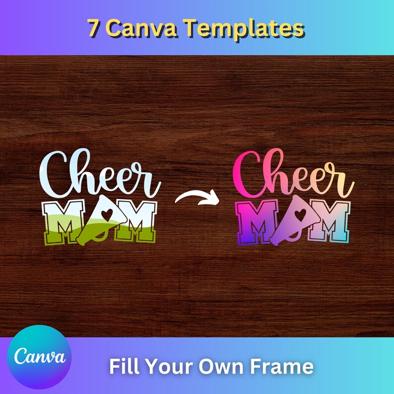 Cheer Mom Canva Template: Drag & Drop Frame Mockup Bundle (digital ...