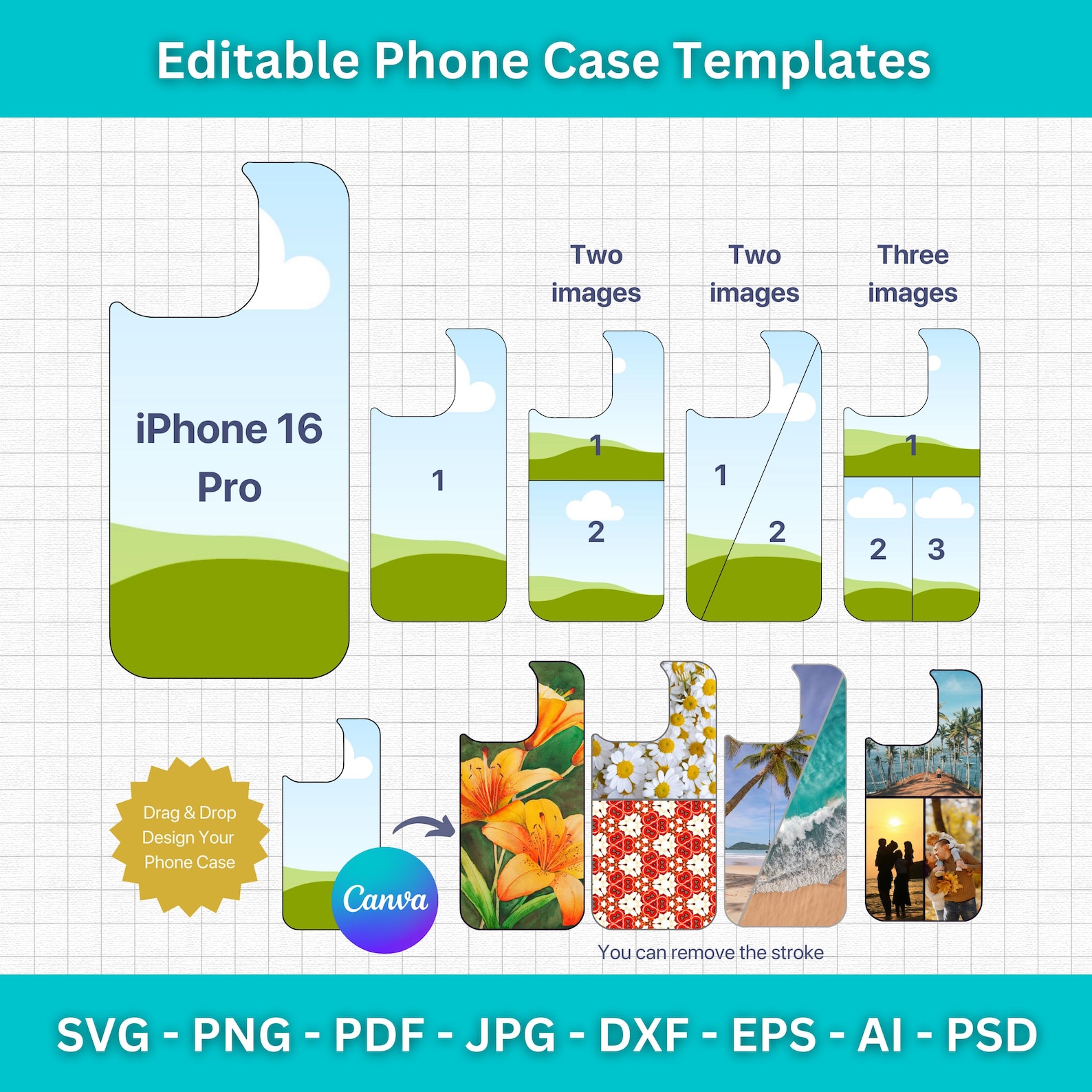 Collage Phone Case Templates, iPhone 16 Case Mockups, iPhone 16 Pro ...