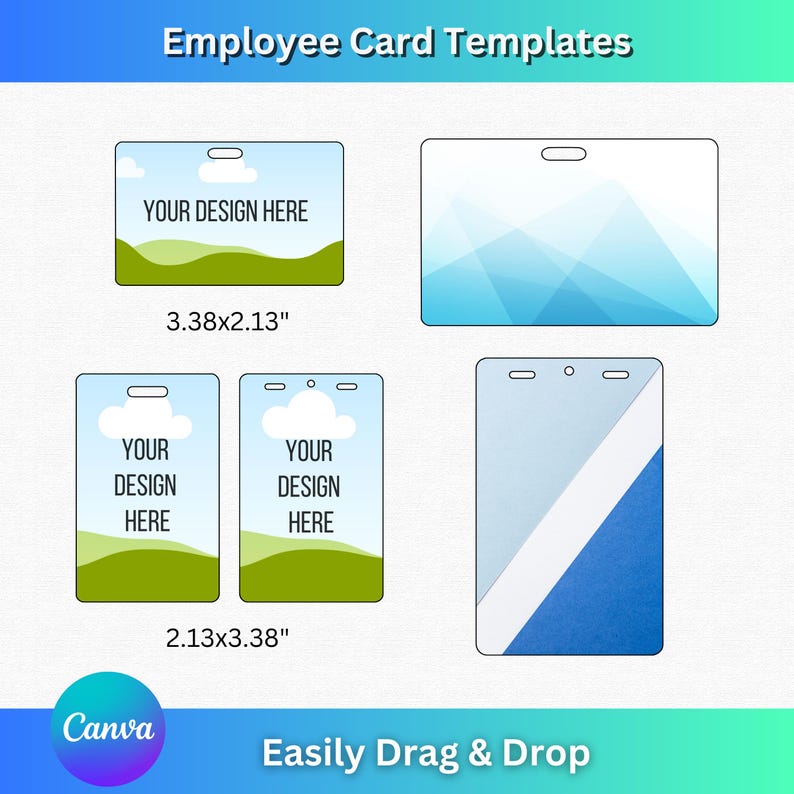 Editable Work ID Badge Templates: Canva Frames, SVG Files (digital ...