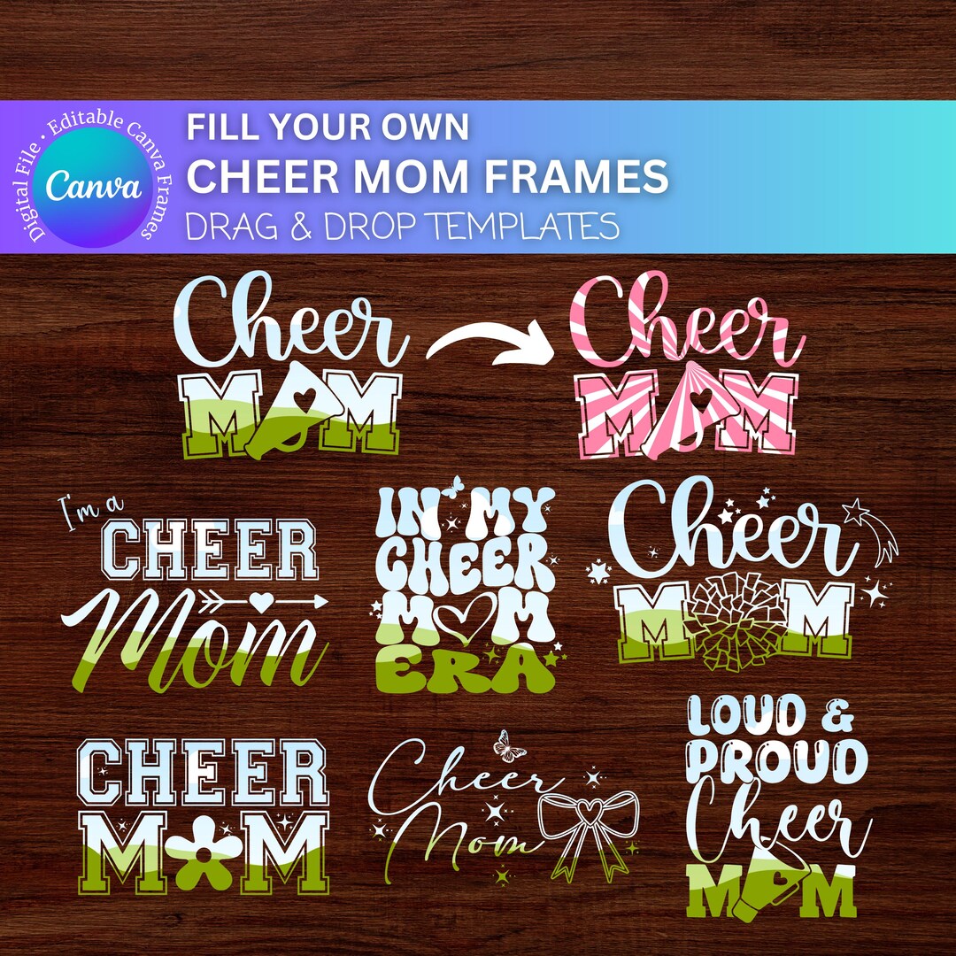 Cheer Mom Canva Template: Drag & Drop Frame Mockup Bundle (digital ...