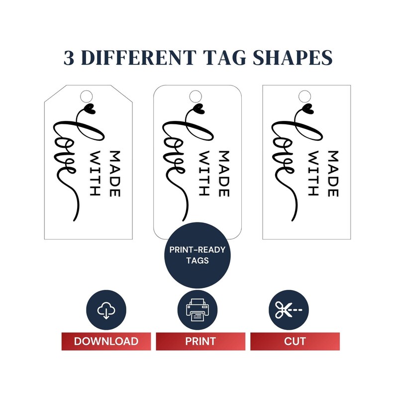 Made With Love Gift Tag Printables: Instant Digital Download, Label for ...
