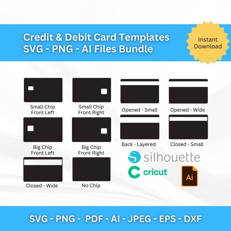 Credit Card Skin SVG: Debit Card Templates, Cricut and Silhouette Svg ...