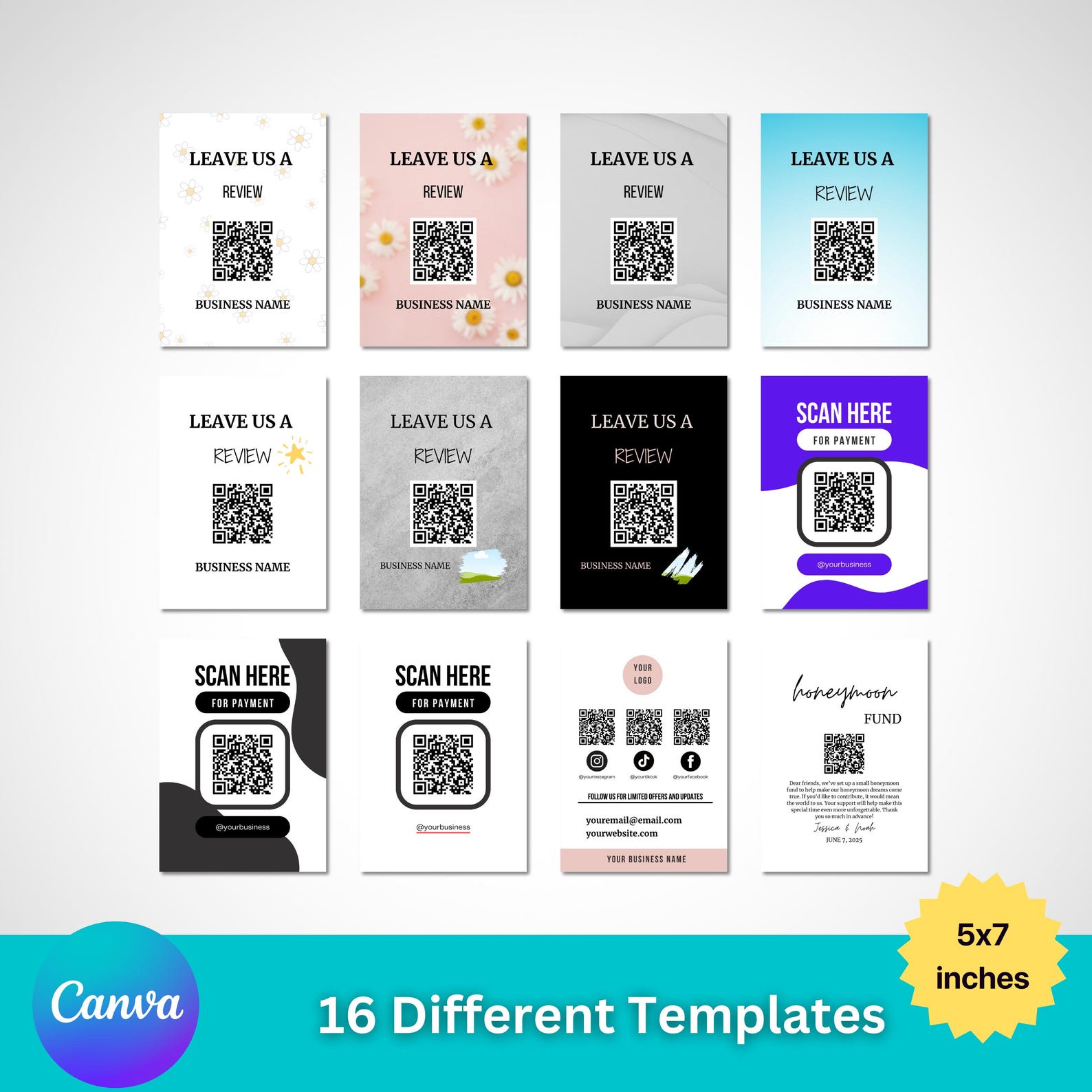 Printable QR Code Payment Sign: Small Business Canva Template (digital ...