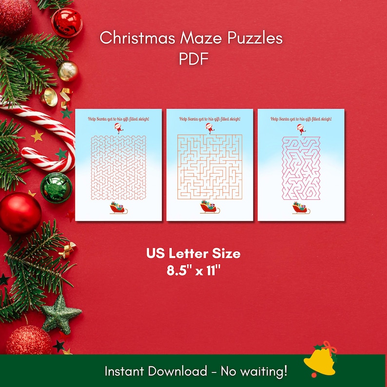 Christmas Maze Puzzles: Santa Labyrinth for Kids & Adults (digital ...