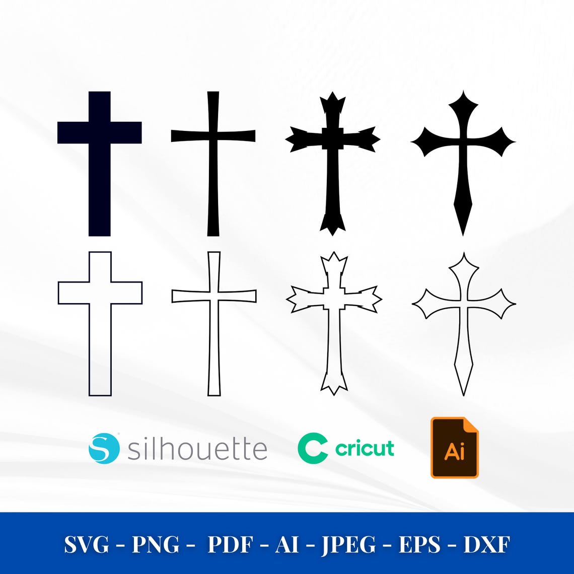 Cross SVG Bundle, Cross Outline Svg, Svg Files for Cricut, Digital ...
