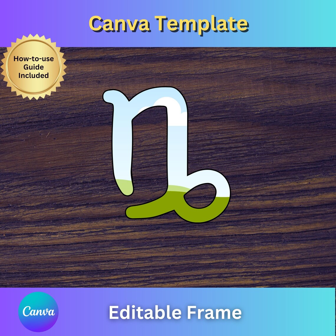 Capricorn Zodiac Canva Template: Drag & Drop Frame (digital Download ...