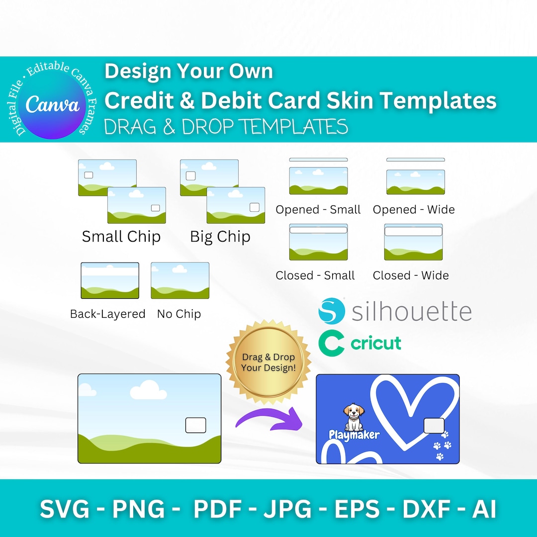 Credit Card Skin Templates, Custom Debit Card Template, ATM Carrd Canva ...