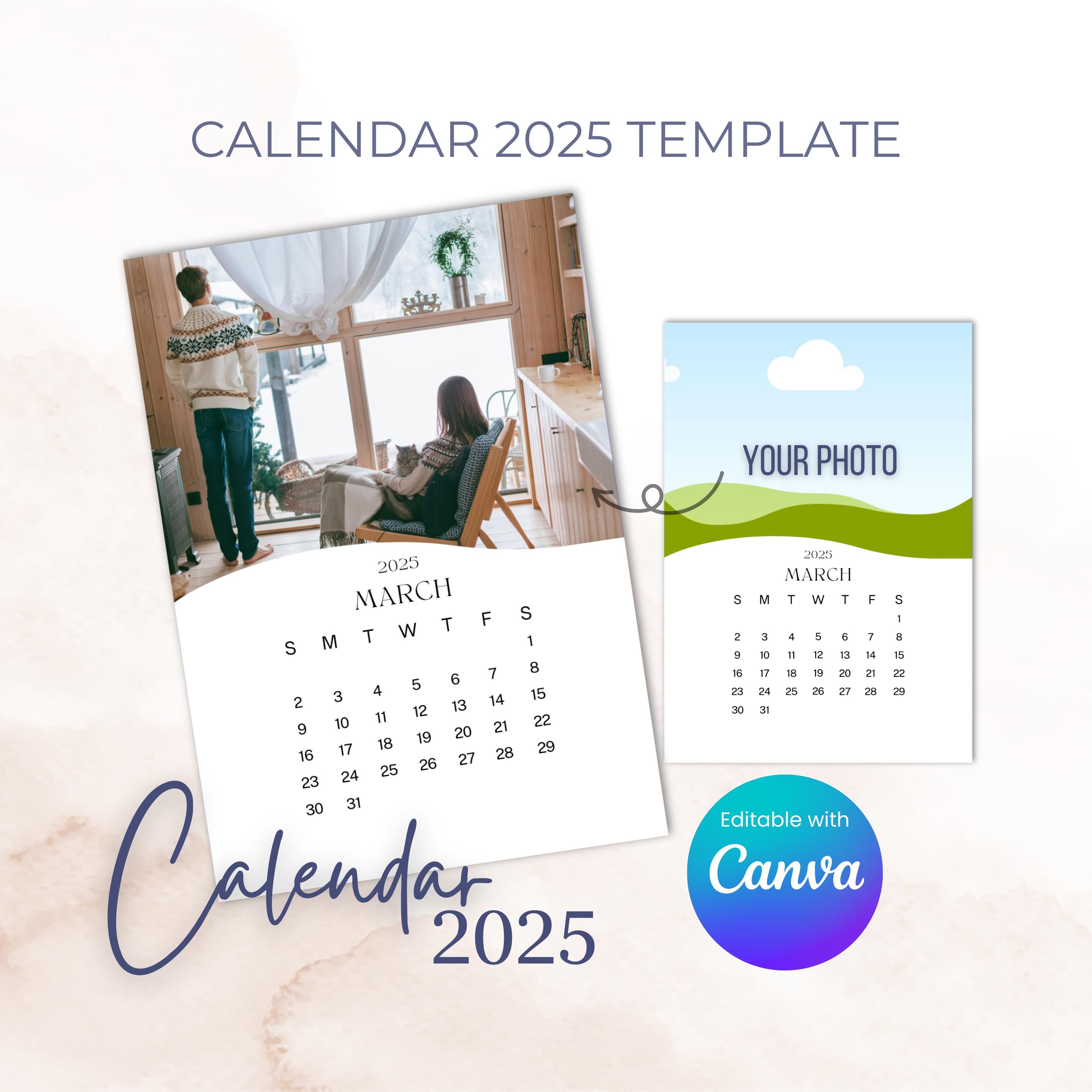 2025 Photo Calendar Template: Editable Canva Mini Calendar (digital ...