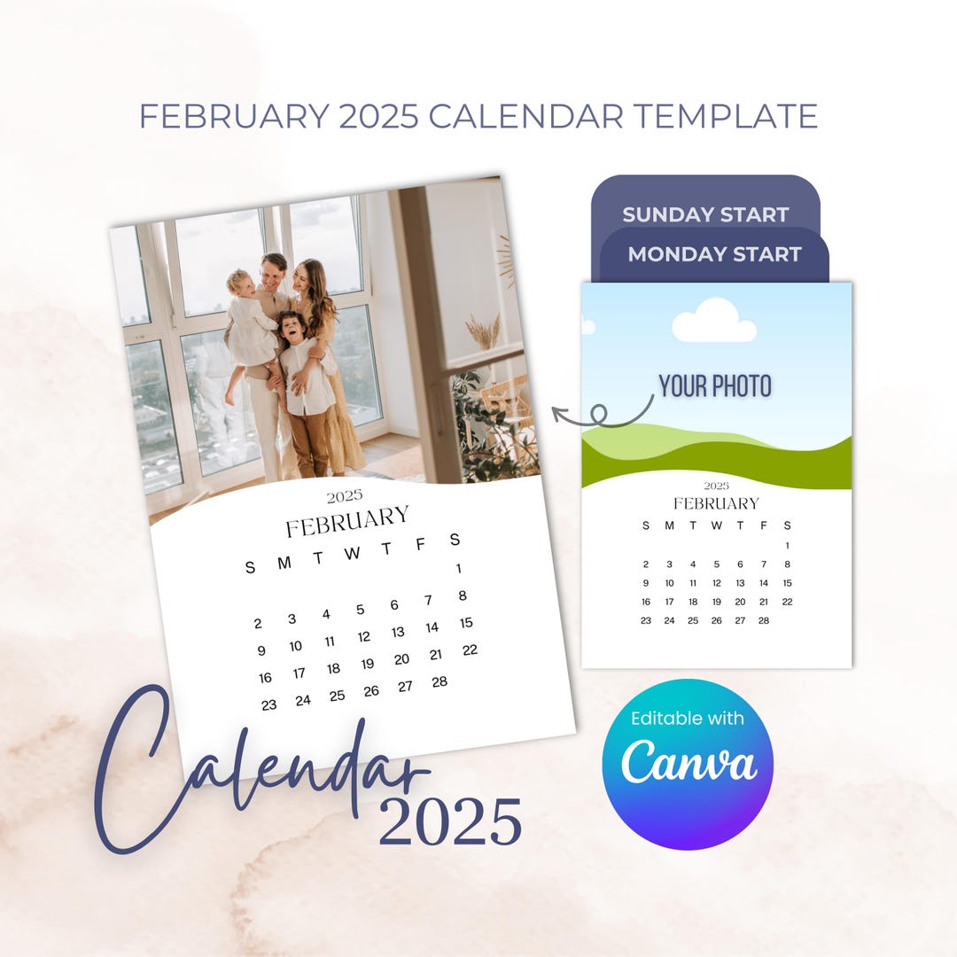 February 2025 Calendar Template, 2025 Mini Calendar Editable Template ...