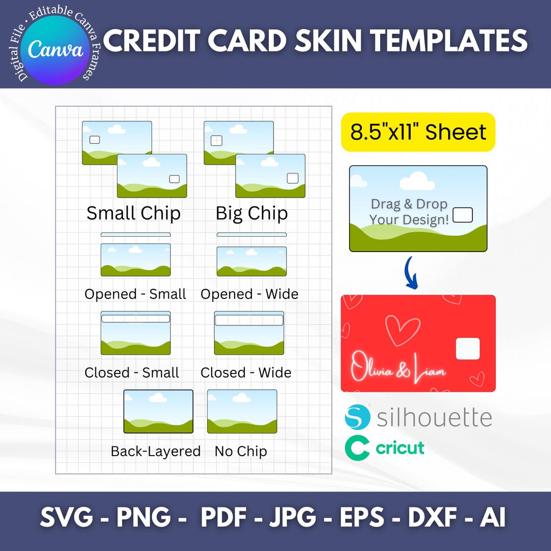 Credit Card Sticker Templates, Debit Card Decal Templates, Canva Drag ...