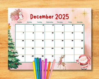 PRINTABLE Christmas 2025 Kids Planner: Colorful December 2025 Calendar ...