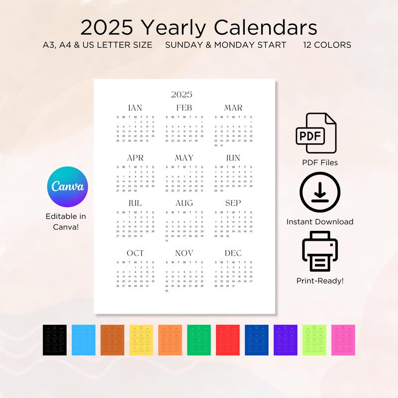 Colorful Calendar - Etsy