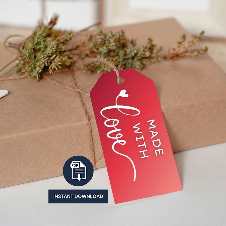 Made With Love Gift Tag Printables: Instant Digital Download, Label for ...