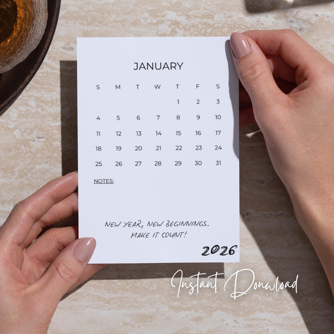 2026 Motivational Quotes Mini Calendar: Printable Desk Calendar (PDF ...