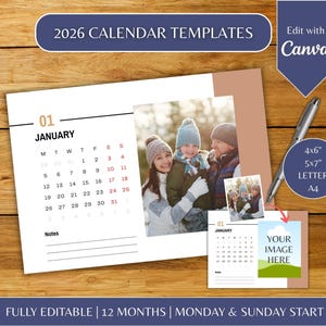 Calendar Template 2026 4x6 - Etsy UK