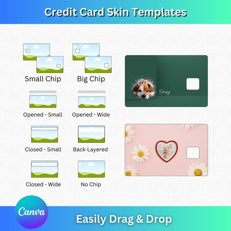 Credit Card Skin Templates: Canva Editable Debit Card Skin, Bank Card ...
