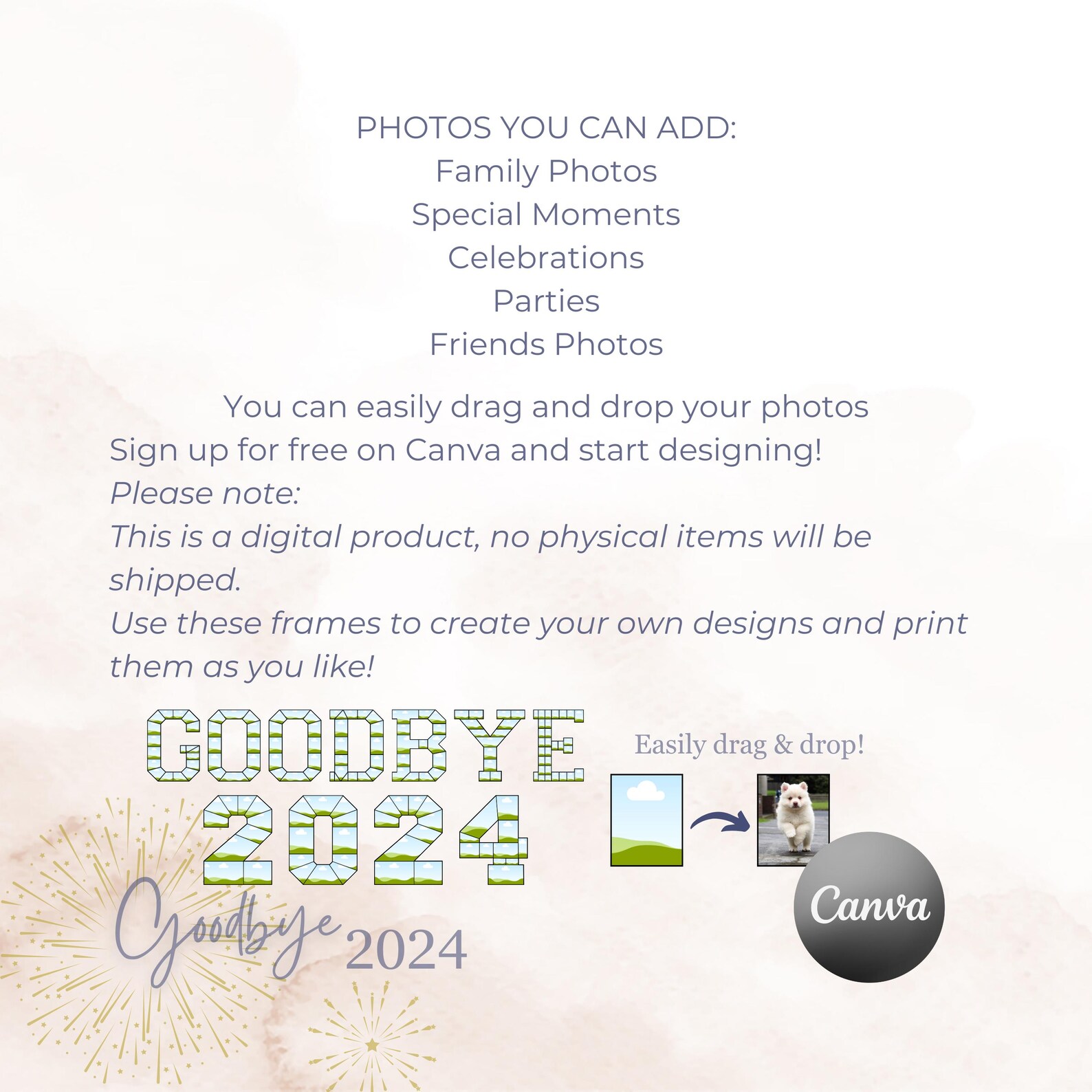 Goodbye 2024 Photo Collage Templates Bundle, New Year Celebration 2025 ...