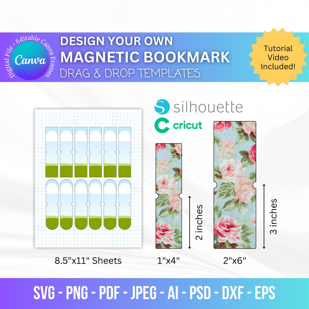 Magnetic Bookmark DIY Templates, Canva Editable Bookmarks, Custom ...