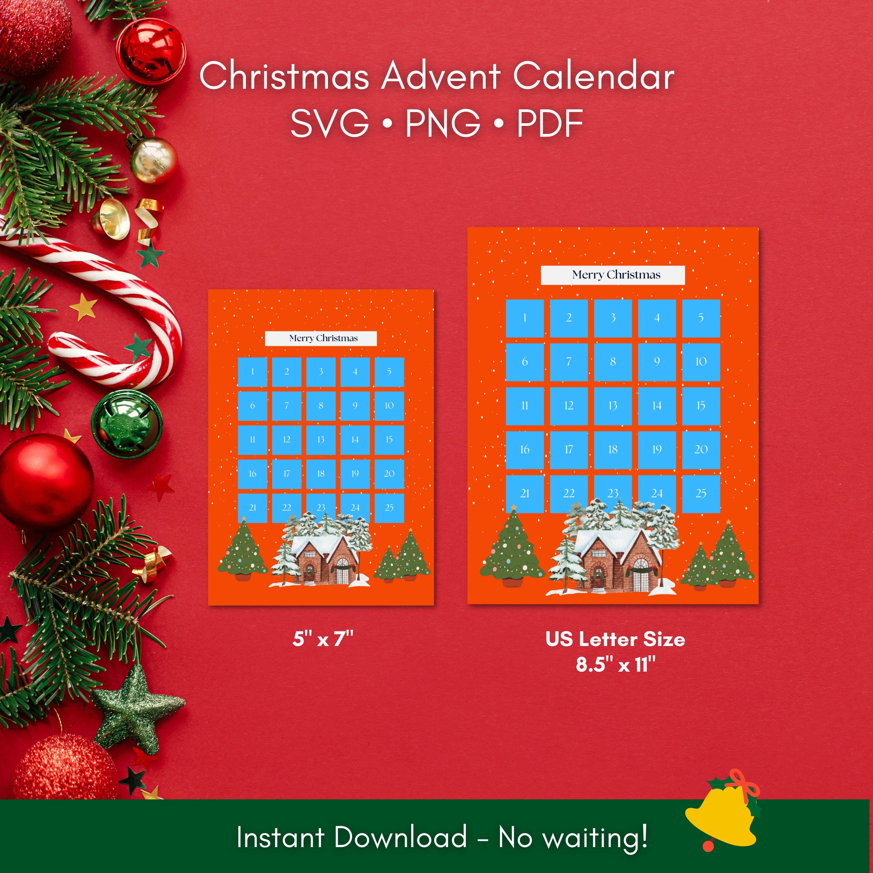 Printable Christmas Countdown Advent Calendar (digital Download) - Etsy