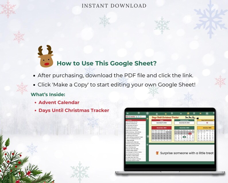 2025 Advent Calendar Google Sheets: Christmas Countdown + Printable ...