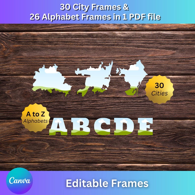 City Map Canva Frames , City Map Canva Templates, Drag and Drop Frame ...