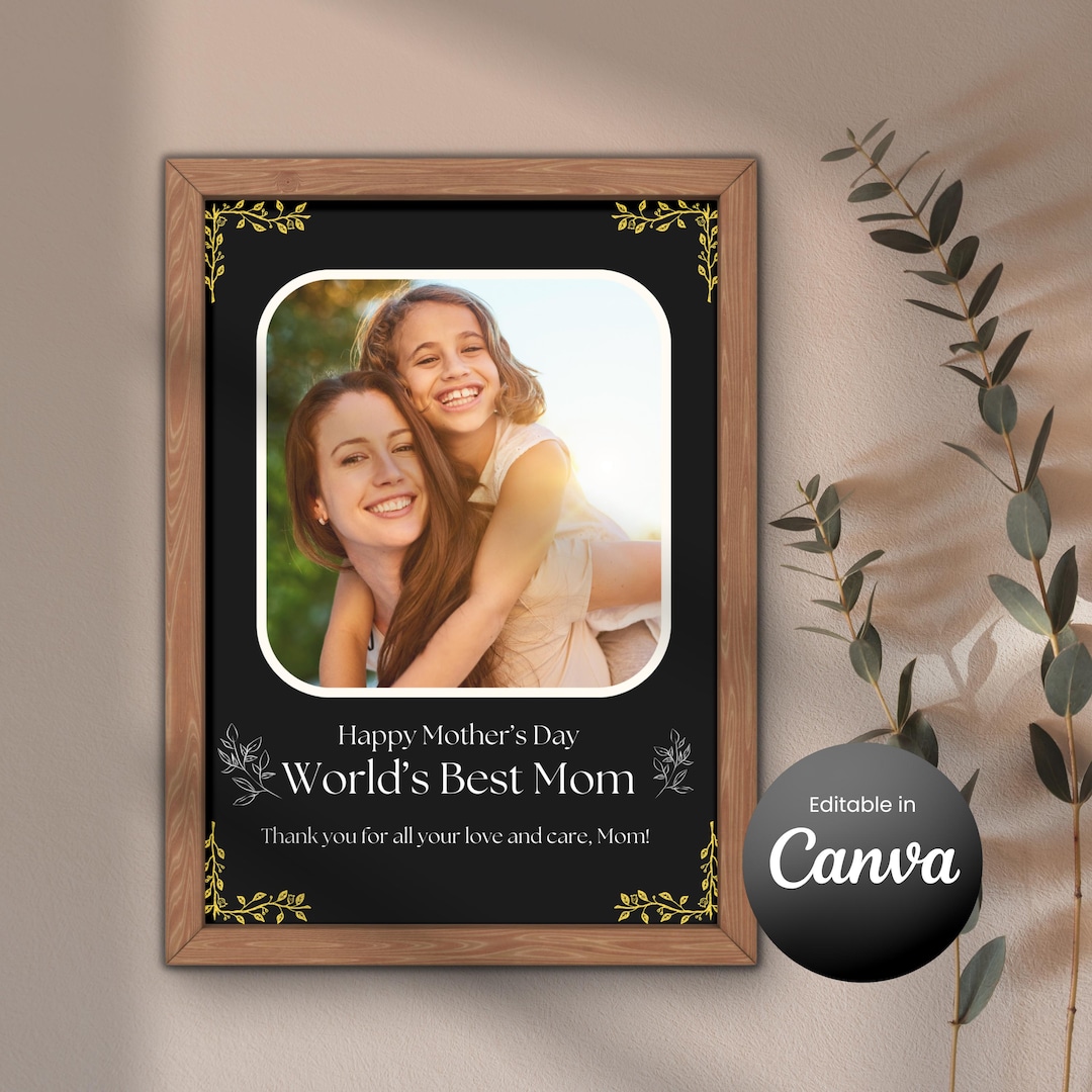 Editable Mother's Day Card Template: Photo Upload, Floral Design ...