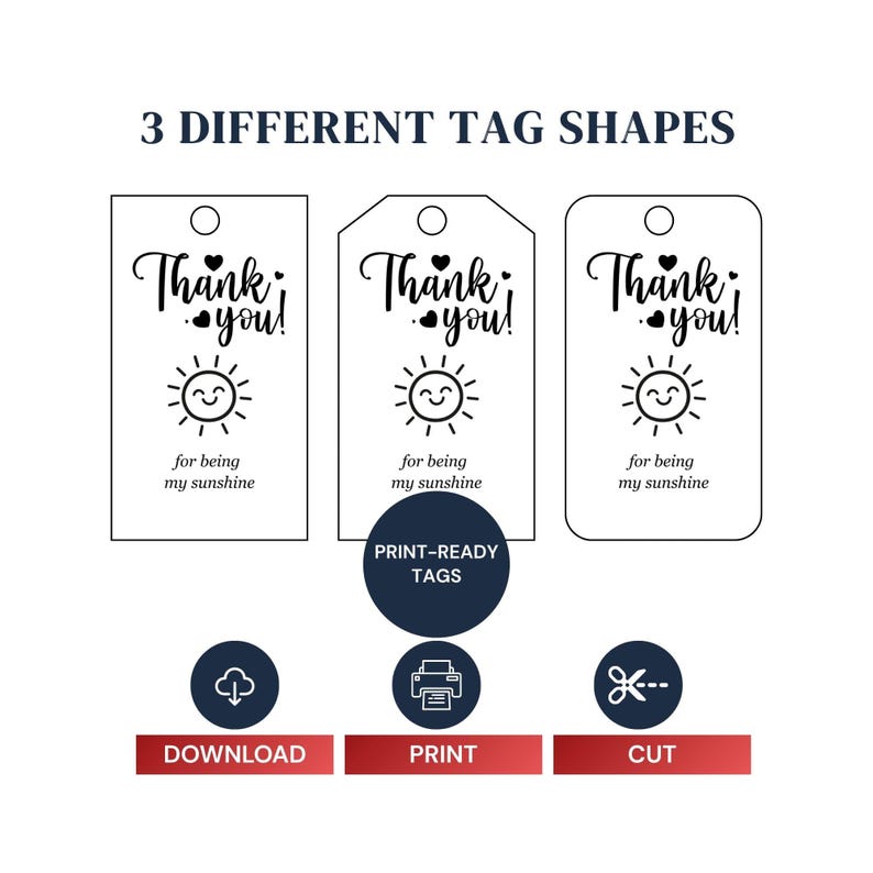Printable Thank You Gift Tags: Editable Canva Template, 3 Tag Shapes ...