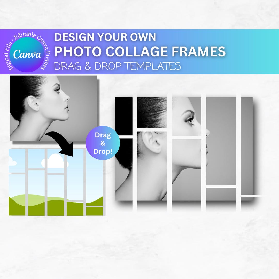 35 Canva Collage Photo Frames, Grid Photo Templates, Split Photo Design ...