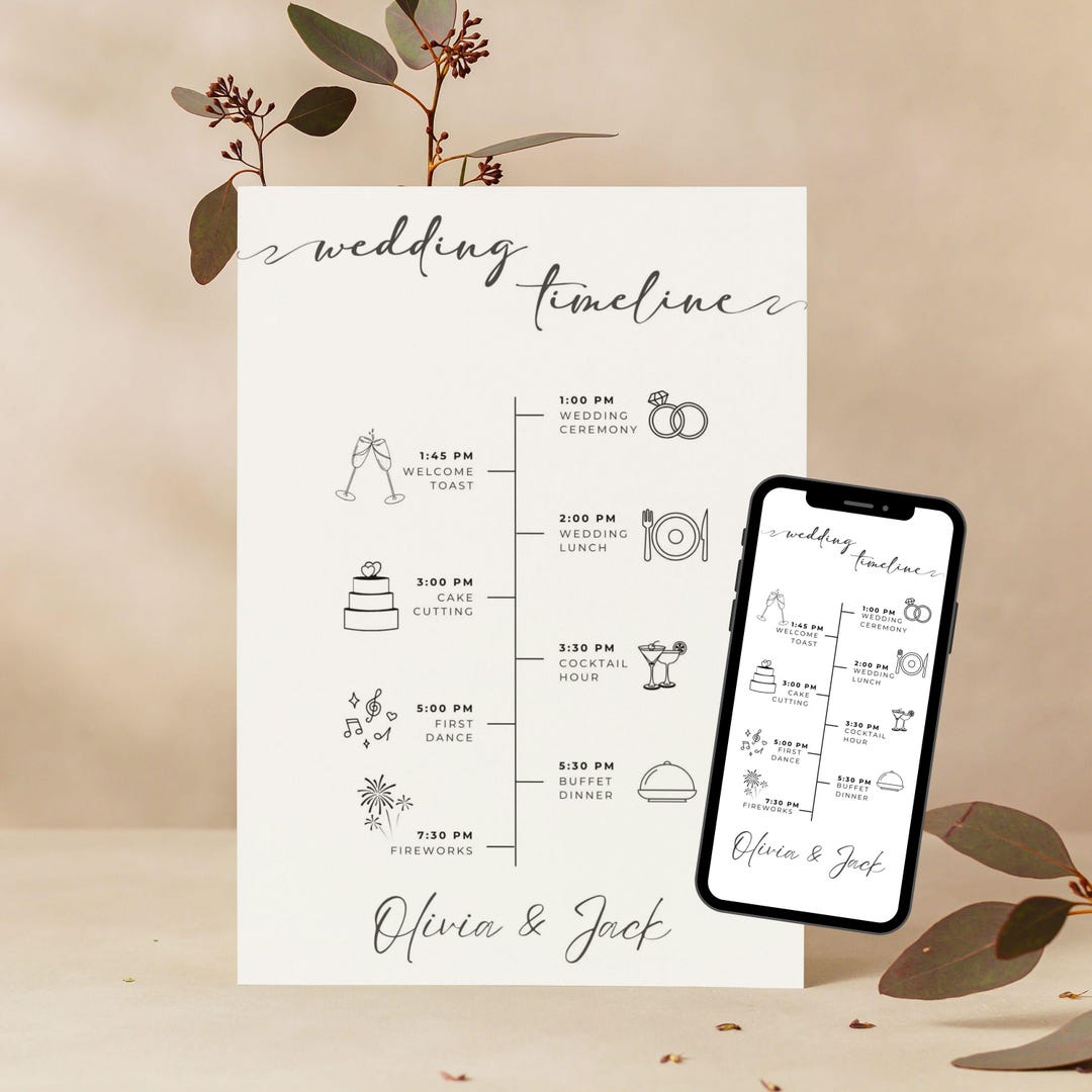 Editable Wedding Timeline Template: Canva Schedule, Printable Itinerary ...