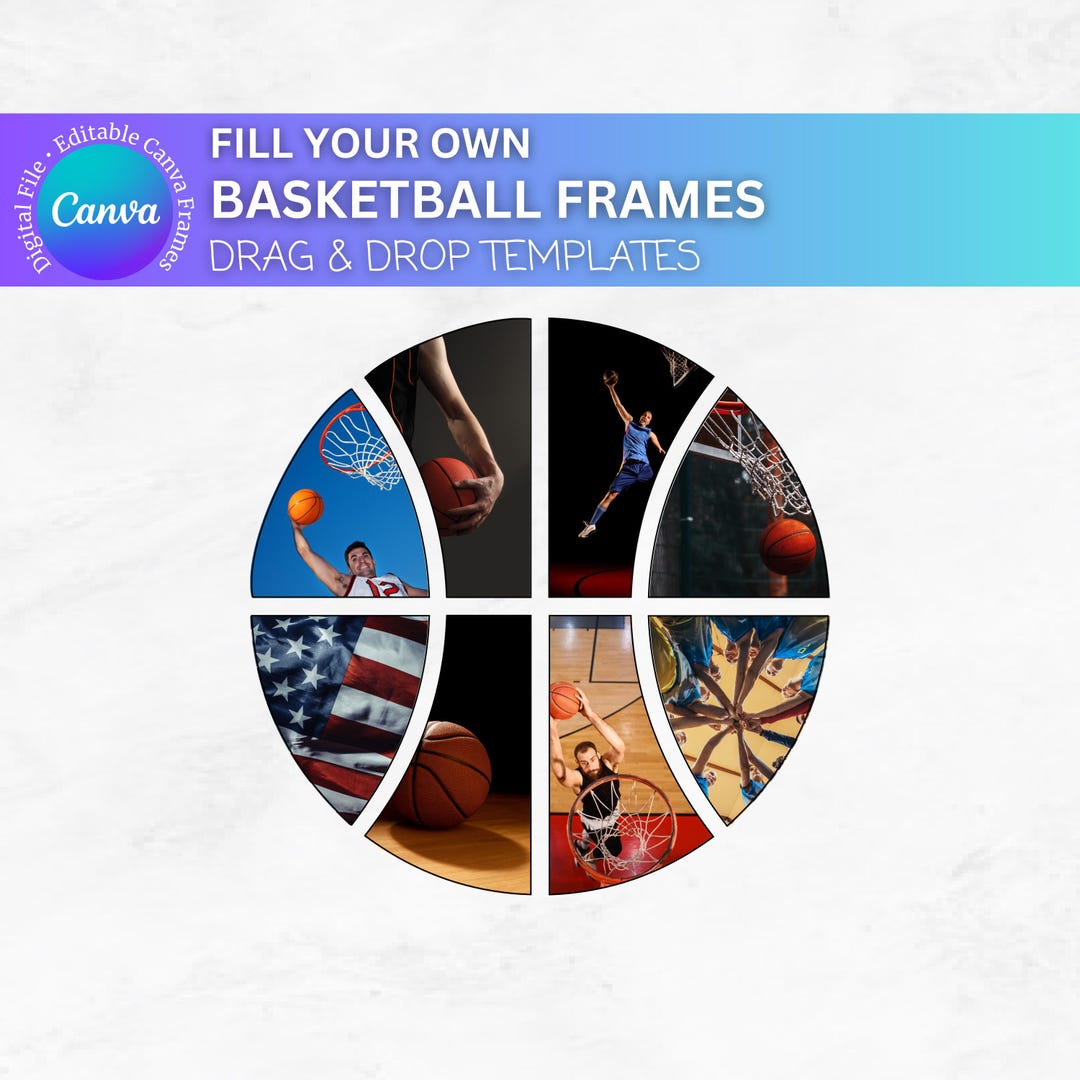 Basketball Photo Collage Templates: Editable Canva Frames (digital ...