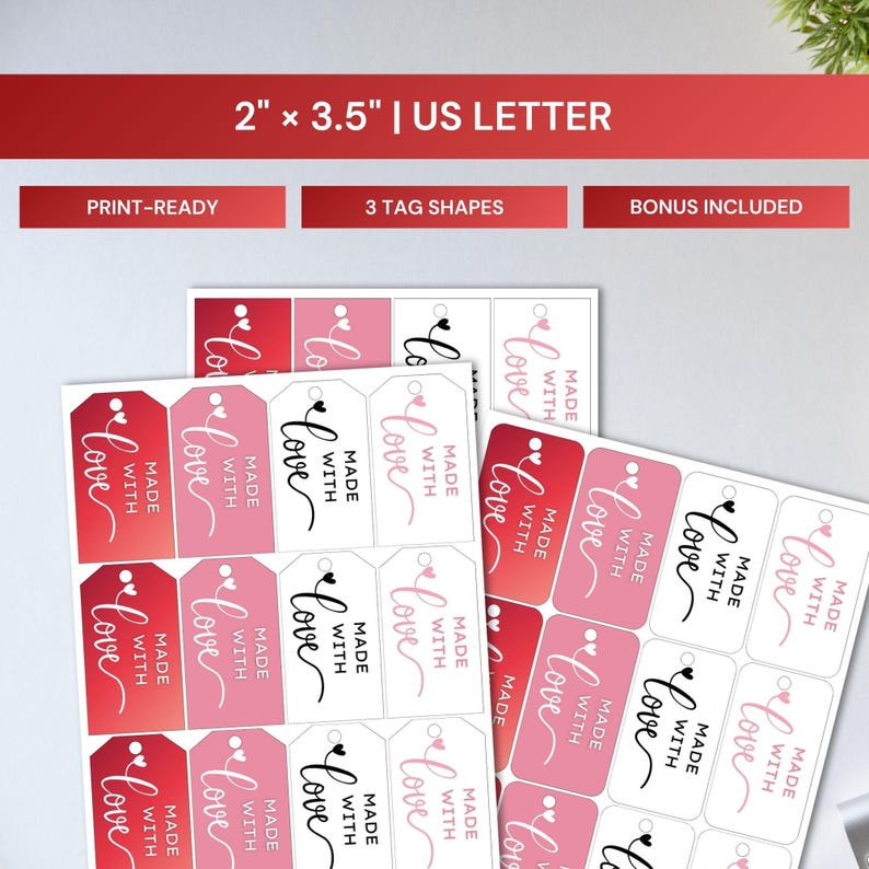 Made With Love Gift Tag Printables: Instant Digital Download, Label for ...