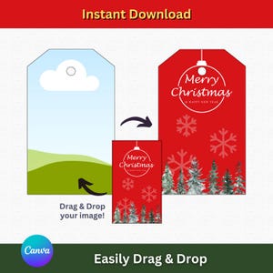 Christmas Gift Tag Template, Canva Editable Tag Bundle, Editable Tag ...