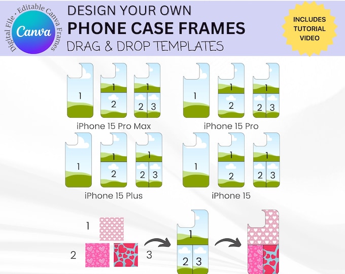 IPhone 15 Case Picture Collage Templates: Drag & Drop Canva Frames ...