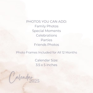 2025 Photo Calendar Template: Mini Canva Editable Calendar (digital ...