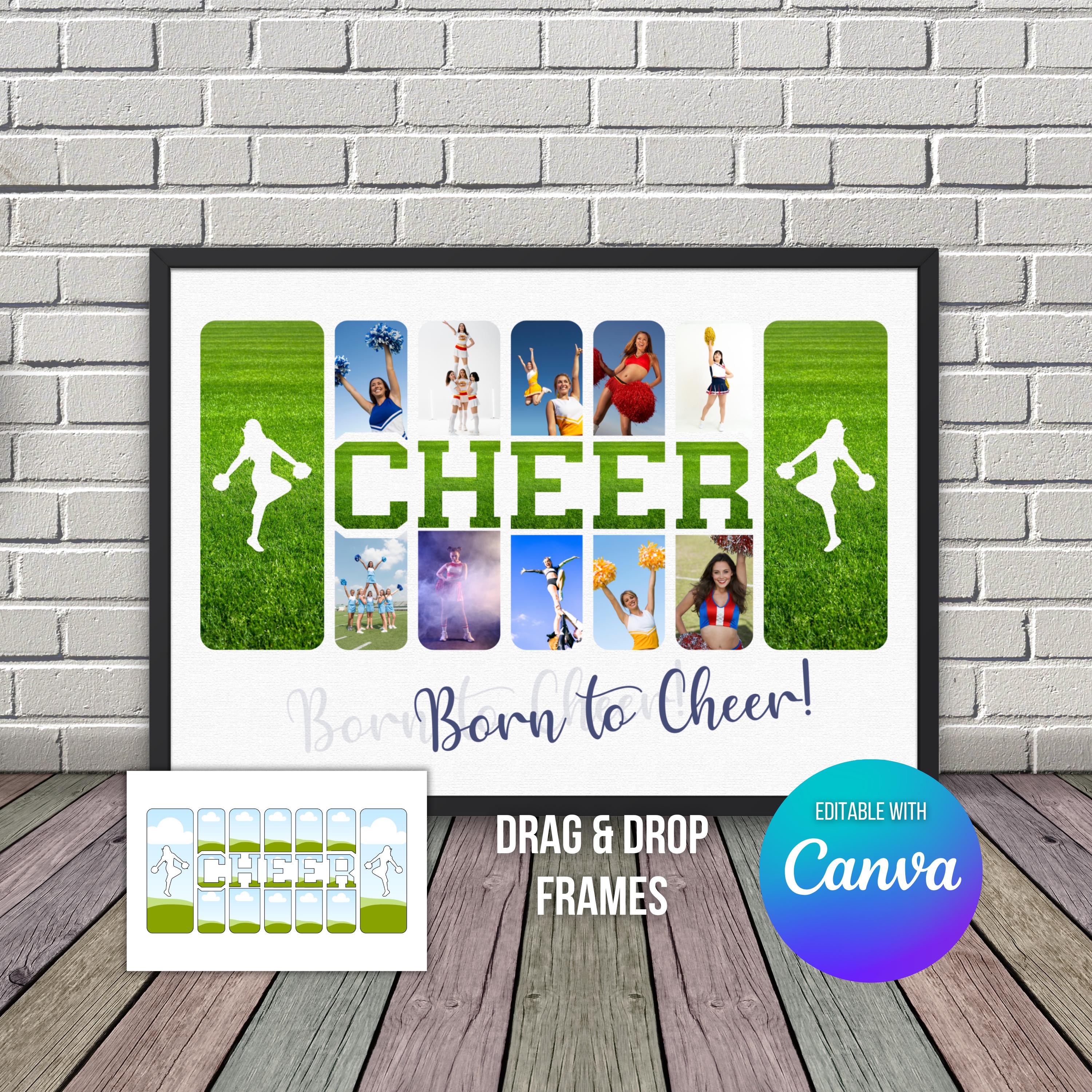 Cheer Photo Collage Canva Frames, Cheerleader Editable Keepsake Poster ...