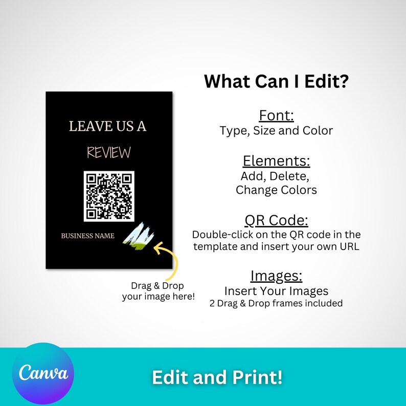 Printable QR Code Payment Sign: Small Business Canva Template (digital ...
