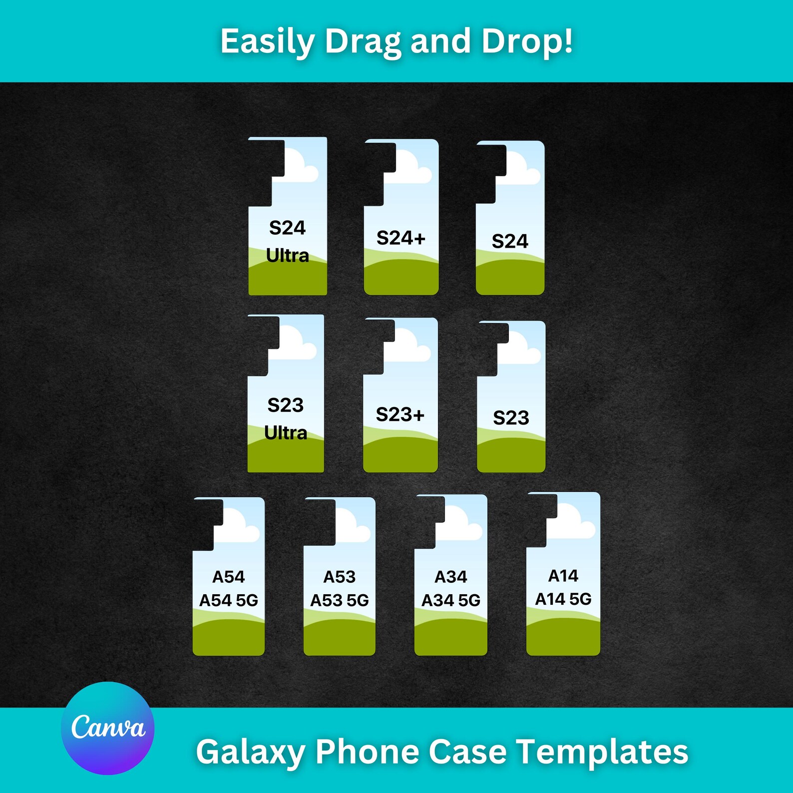 Editable Phone Case Template: Galaxy S24 Ultra, S24+, S23 Ultra, S23 ...