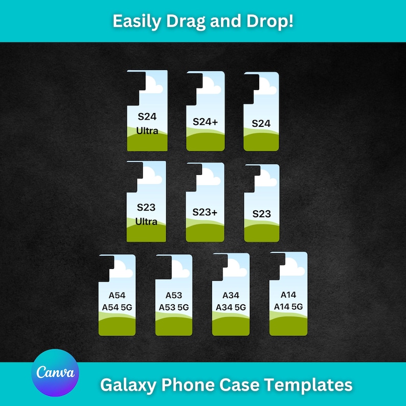 Editable Phone Case Template: Galaxy S24 Ultra, S24+, S23 Ultra, S23 ...