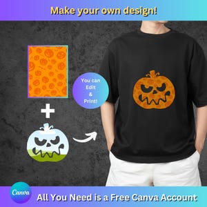 Spooky Halloween Pumpkin Canva Frames: Drag & Drop Templates (digital ...