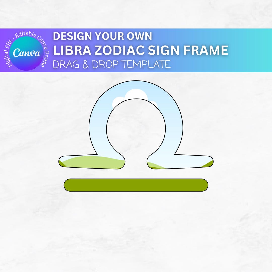 Libra Zodiac Canva Template: Drag & Drop Astrology Frame (digital ...