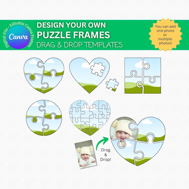 6 Piece Puzzle Template - Etsy
