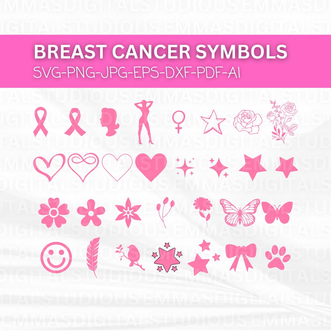 Breast Cancer SVG Symbols, Breast Cancer PNG, Breast Cancer Symbols ...
