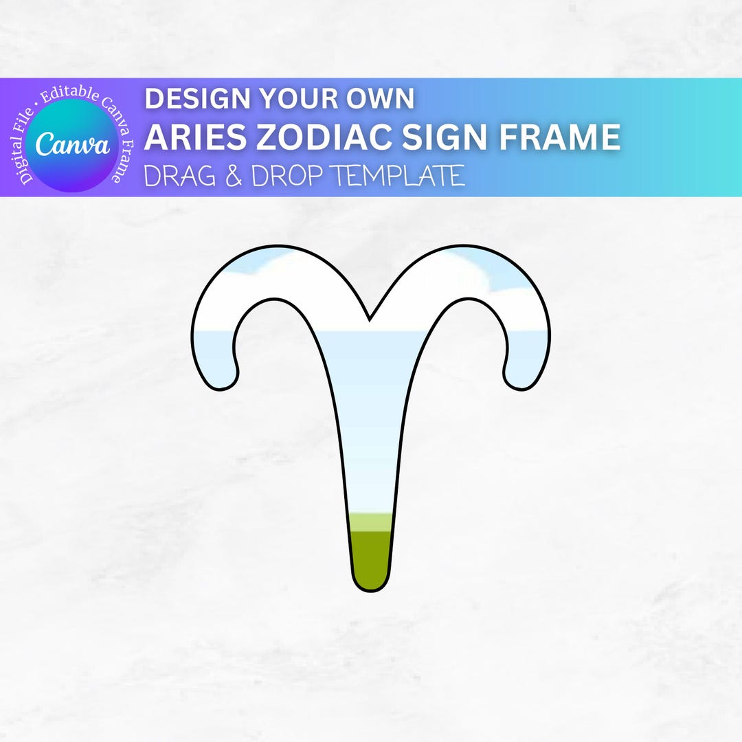 Canva Aries Zodiac Frame, Editable Aries Sign Template, Canva Drag ...