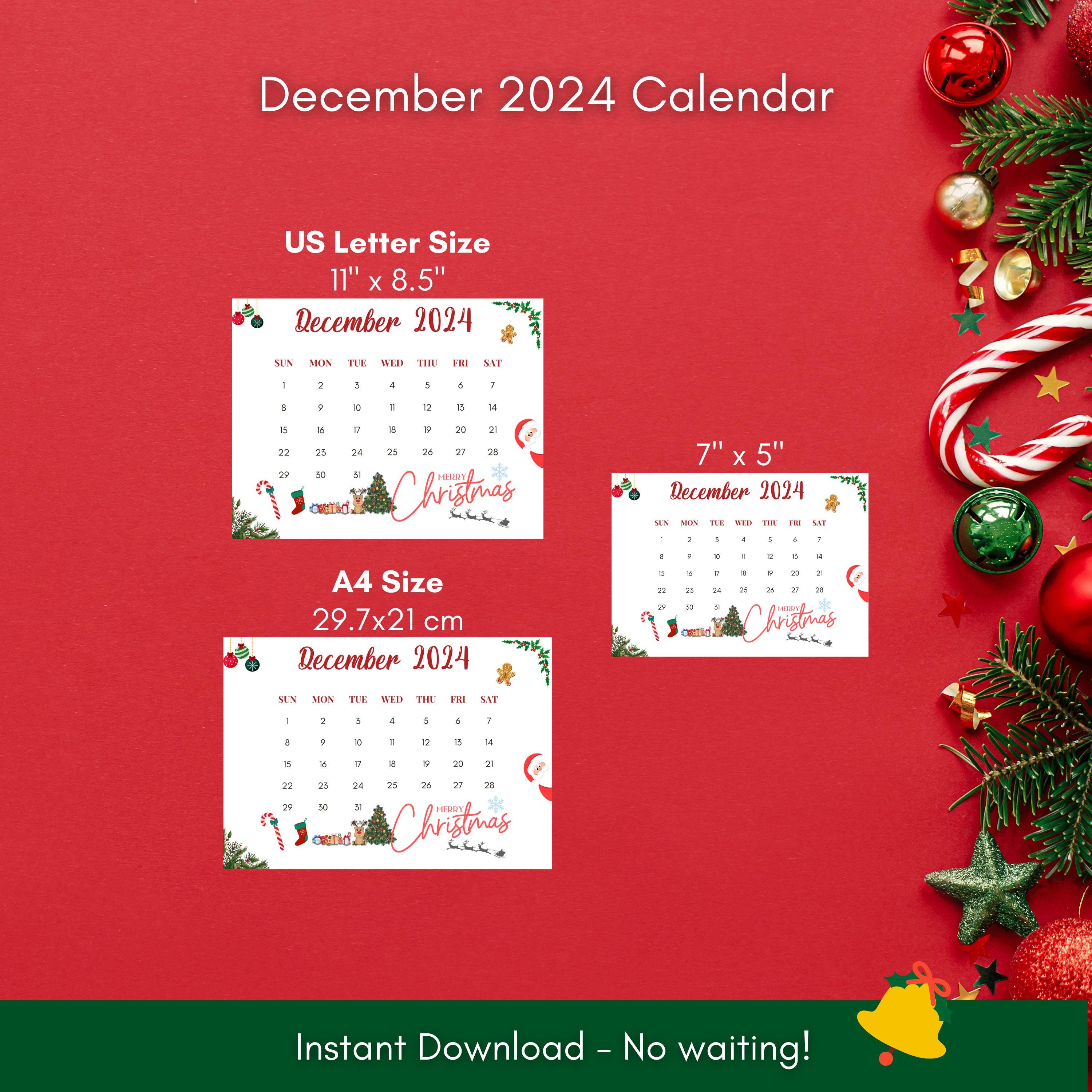 December 2024 Calendar: Printable, Editable Canva Template (digital ...