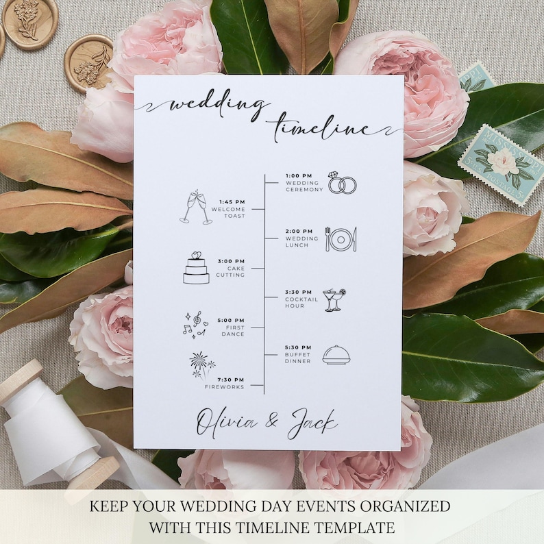Editable Wedding Timeline Template: Canva Schedule, Printable Itinerary ...
