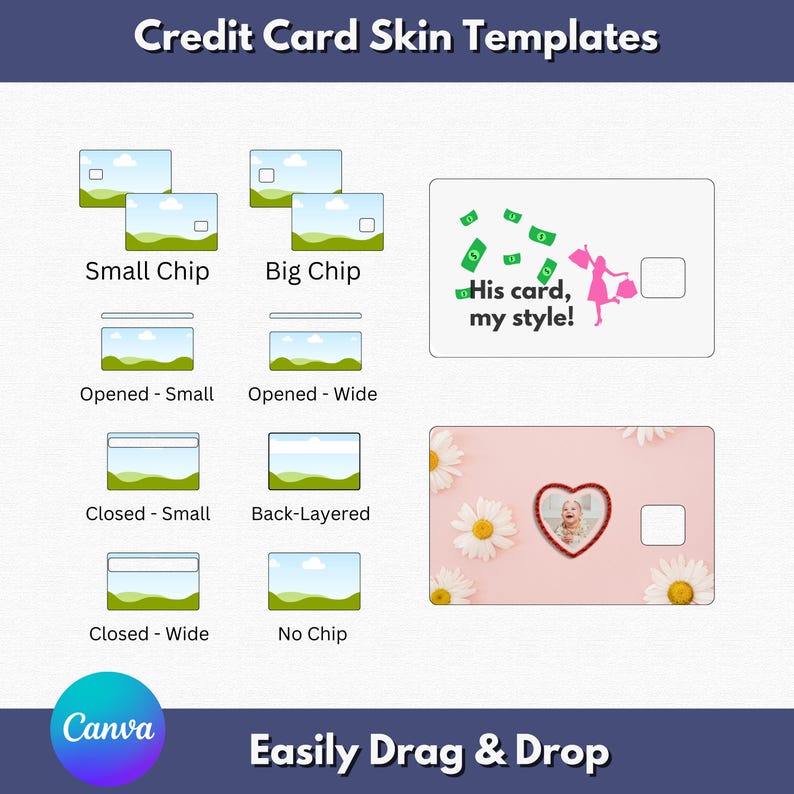 Credit Card Sticker Templates, Debit Card Decal Templates, Canva Drag ...